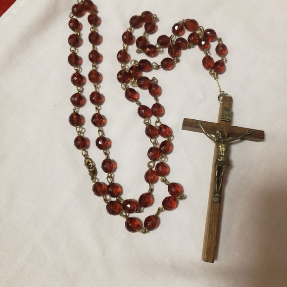 None | Other | Vintage Garnet Crystal Aurora Borealis Rosary Beads ...